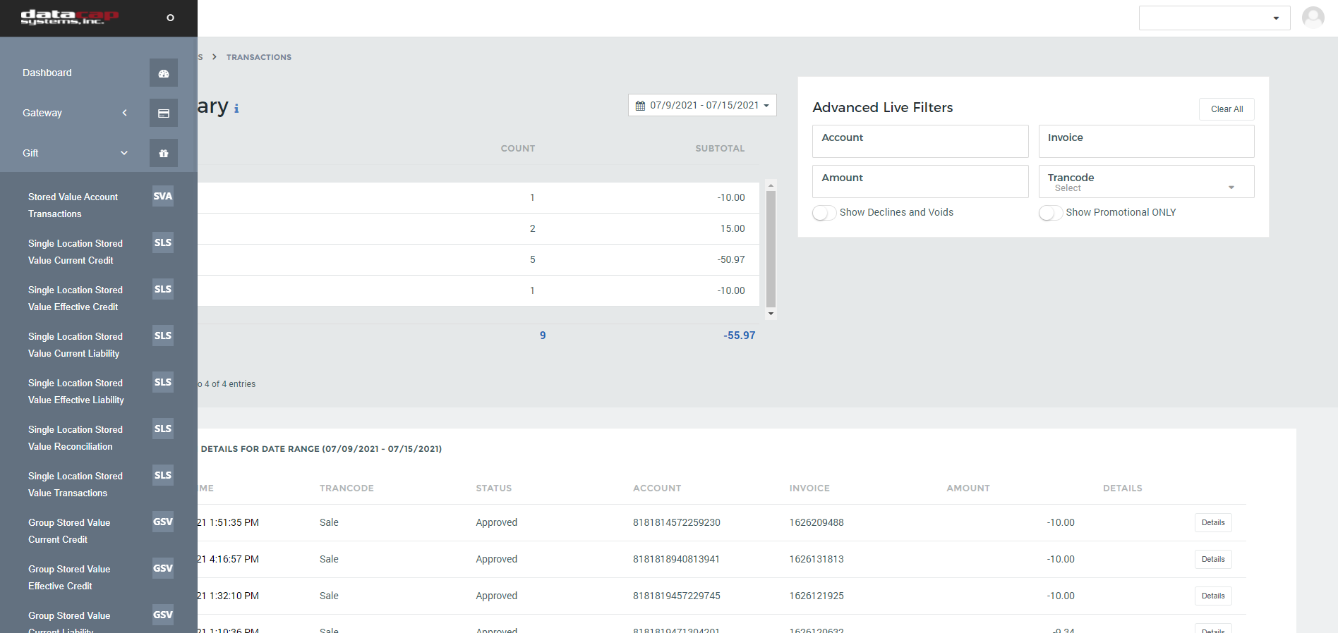 Reporting Dashboard Overview - Datacap
