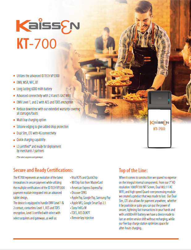 Kaissen KT-700 - Datacap Systems, Inc.