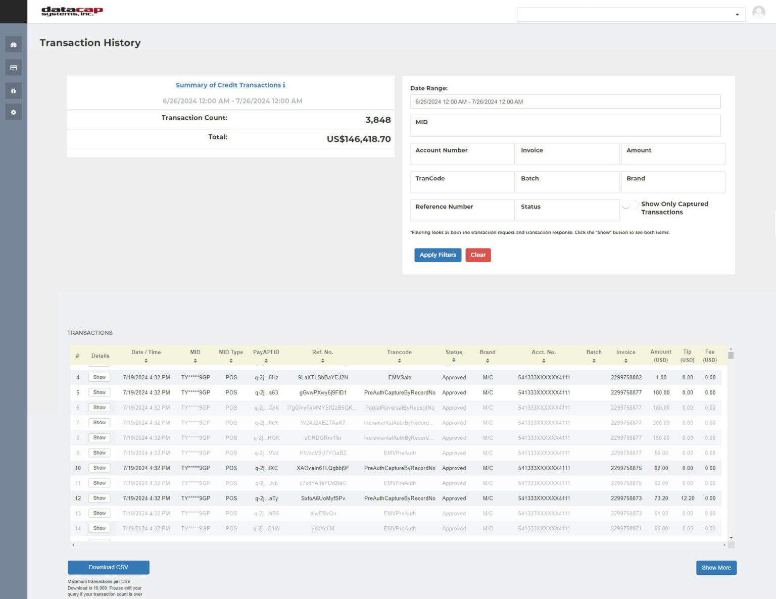 Reporting Dashboard Overview - Datacap