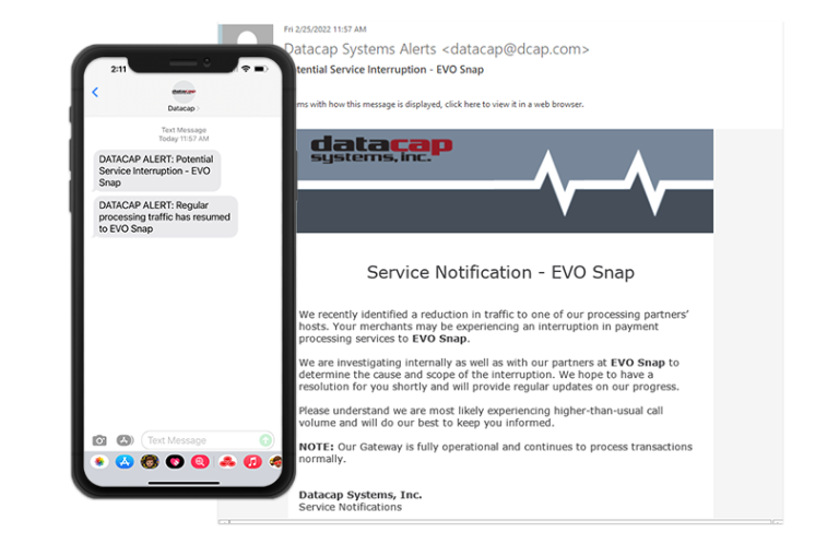 Outage Notification opt-in - Datacap
